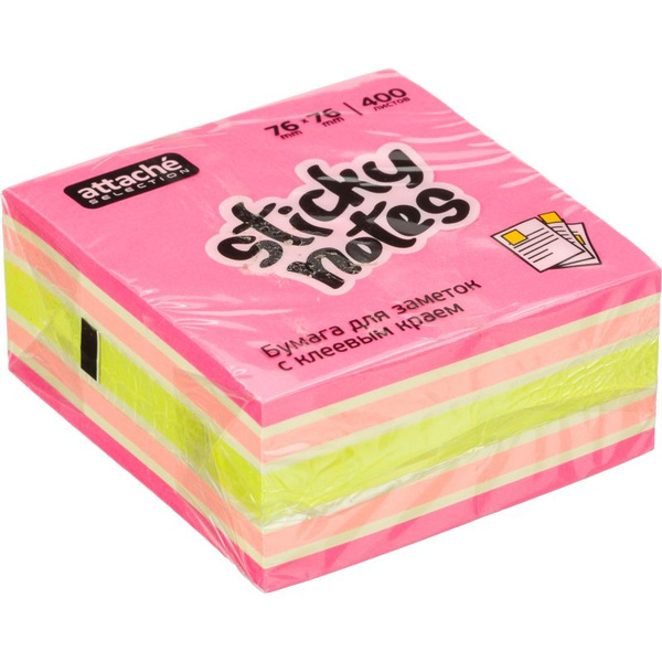 Стикеры Attache Selection куб 76х76, клубничный микс 400 л - купить с доставкой по выгодным ...