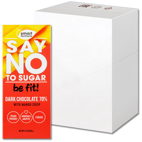 Шоколад без сахара Smart Formula "Манго", горький, 90 г, 15 шт ...