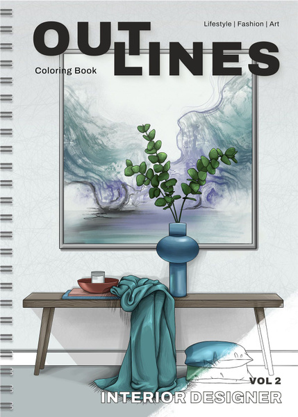 Раскраска скетчбук OUTLINES Interior Designer Vol. 2 Дизайн интерьера 2 ...