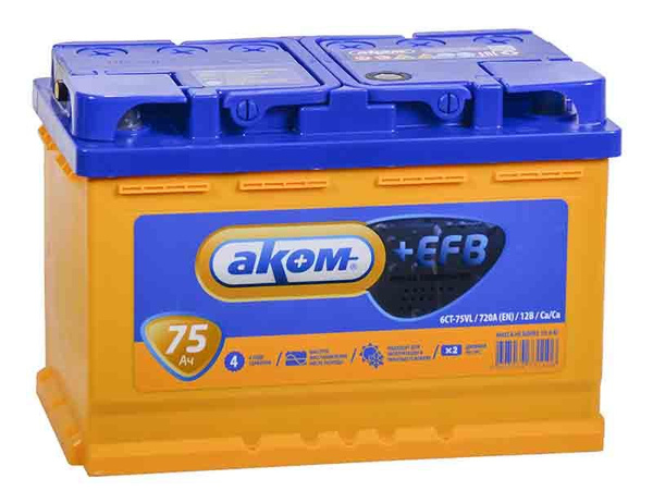 Аккумулятор автомобильный АКОМ АкомЕФБ_Прямая (+/-) купить по выгодной ...