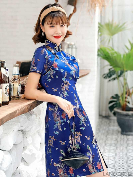 Китайская женская юбка, традиционный чонсам, короткие платья для ...