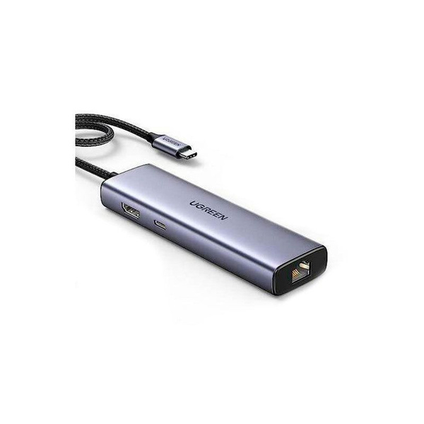 Хаб USB Ugreen CM512 USB-C - 3xUSB-A + HDMI + RJ45 + PD Grey 15598 ...