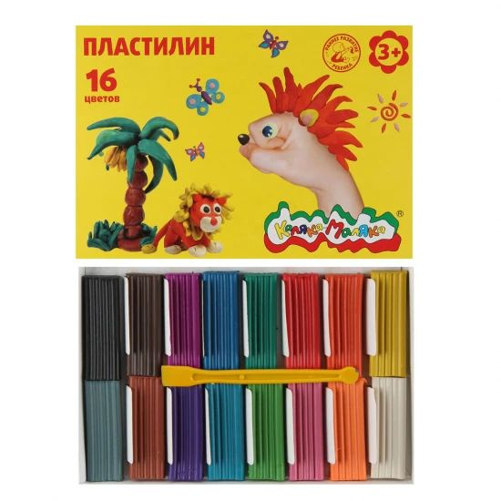 Пластилин 16 цветов, 240 гр, стек, картонная коробка - купить с ...