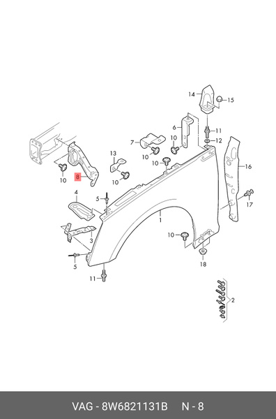 Стойка VAG 8W6821131B - купить по доступным ценам в интернет-магазине ...