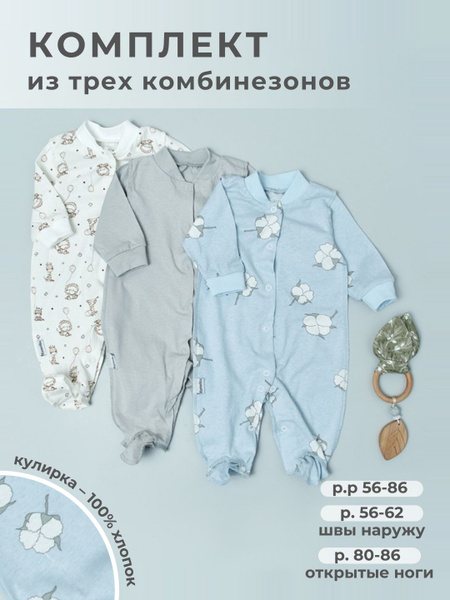 Комбинезон нательный Мальчики Ramelka, размер 86, рост 86 серый На любой сезон Кнопки ...