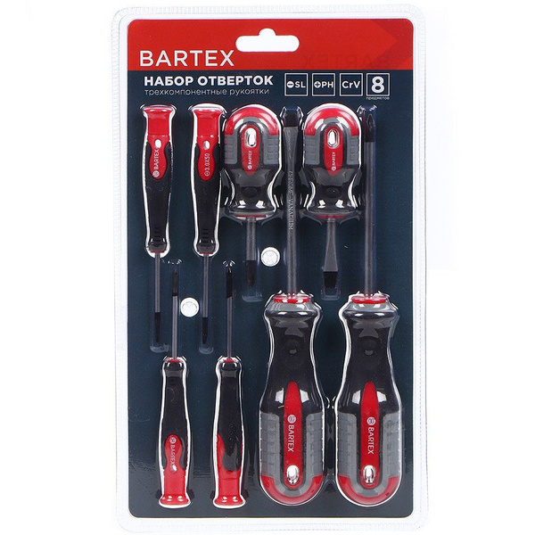 Набор отверток 8 предметов, Bartex, трехкомпонентная ручка, CrV - купить в интернет-магазине ...