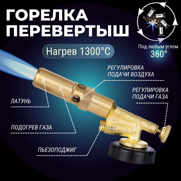 Газовая горелка с пьезоподжигом Латунь Перевертыш / Туристическая ...