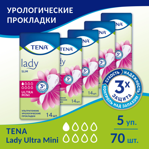 Прокладки Tena Lady Slim Ultra Mini, 14 шт. x 5 упак. - купить с ...
