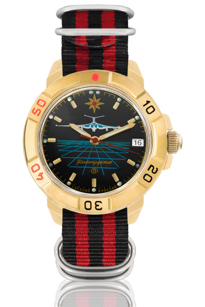 Часы наручные мужские механические Восток Командирские 439499, нейлон, красный/черный - купить с ...