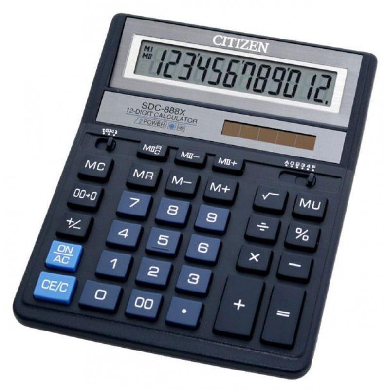 Калькулятор бухгалтерский Citizen SDC-888XBL темно-синий 12-разр ...