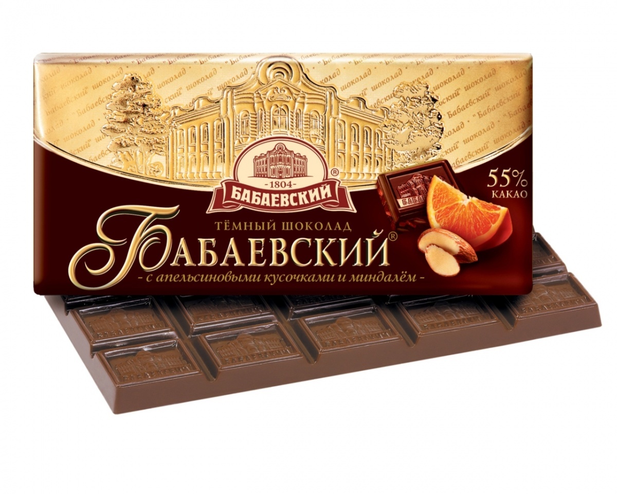 Шоколад темный с апельсиновыми кусочками и миндалем, Бабаевский (4 ...