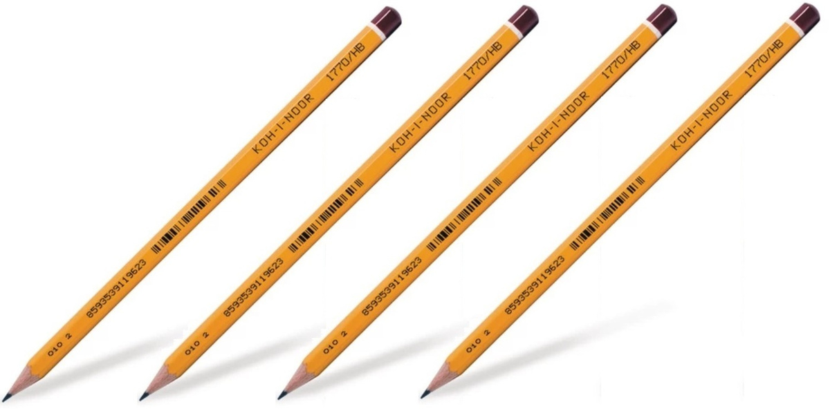 Карандаш чернографитный KOH-I-NOOR, 4 шт., "Black Sun", HB, без резинки ...