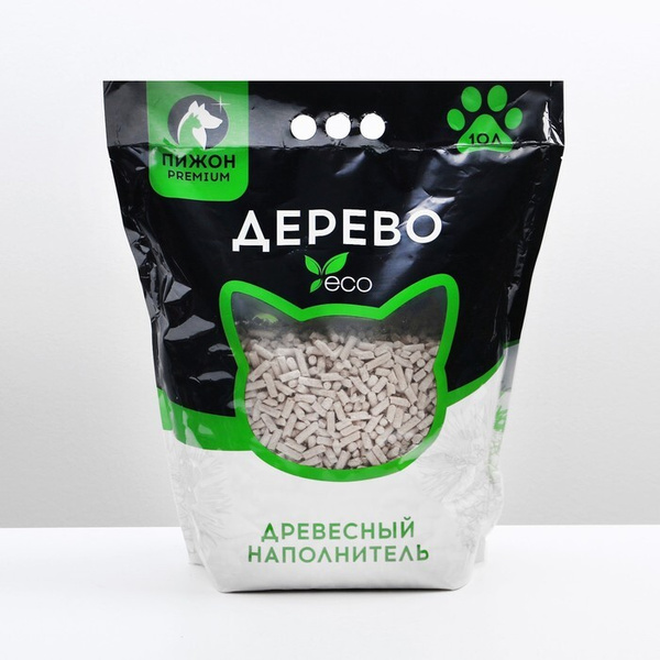 Наполнитель для кошачьего туалета древесный "Пижон" Premium White ...