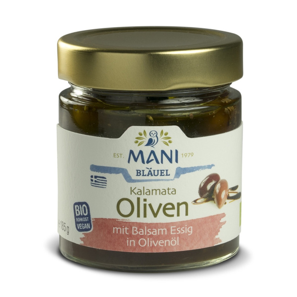 MANI Маслины Каламата с бальзамиком в оливковом масле, Organic, банка ...
