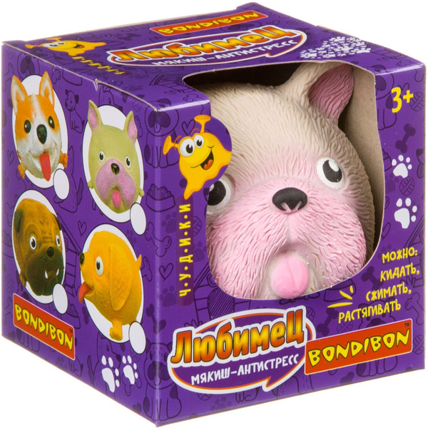 Антистресс игрушка Бульдог "Любимец" Bondibon мякиш, развлекательная жмякалка мялка для рук ...