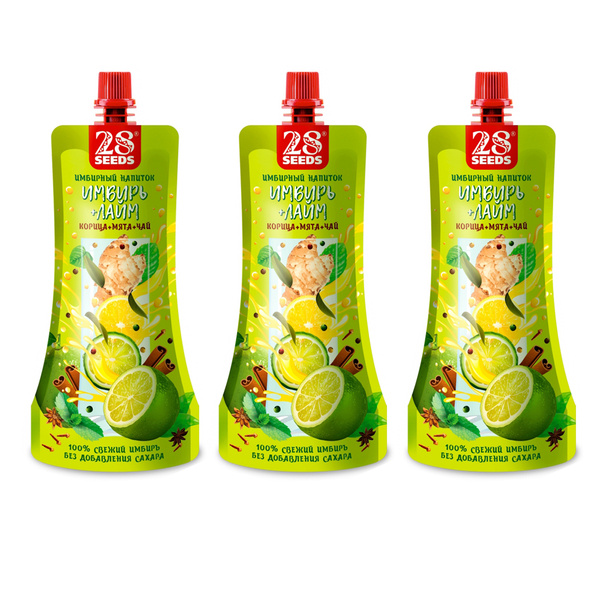 Напиток без сахара 28 Seeds имбирь лайм 3 шт по 250мл - купить с доставкой по выгодным ценам в ...
