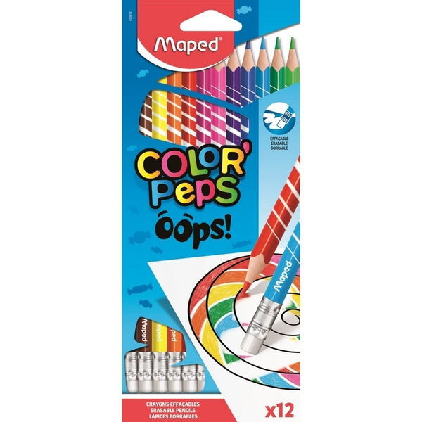 Maped Карандаши цветные Color'peps Oops c ластиком, 12 цветов - купить ...