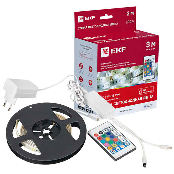 Светодиодная лента EKF, 230В, IP44 Connect RGBW 3m - купить по выгодной цене в интернет-магазине ...