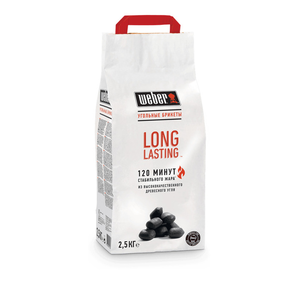 Брикеты угольные Weber Long Lasting, 2,5 кг; (2 мешка) 120 минут жара ...