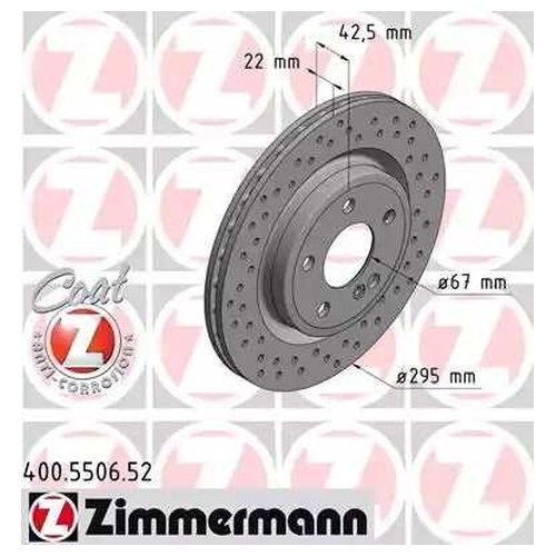 Тормозной диск задний Zimmermann 400550652 для Mercedes A-CLASS W176 ...