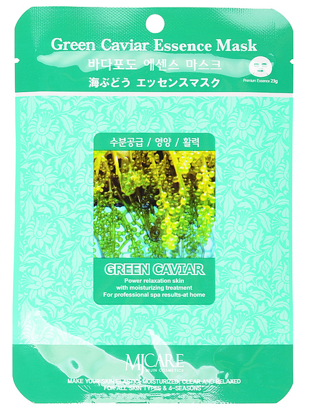 MIJIN Маска тканевая д/лица Морской виноград Green Caviar Essence Mask ...