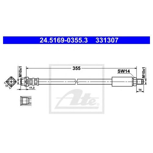 Шланг тормозной Ate 24516903553 для BMW 7 серия E38 - Ate арт ...