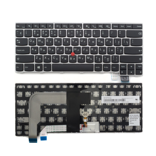 Клавиатура для ноутбука Lenovo ThinkPad T470s черная с серебристой ...