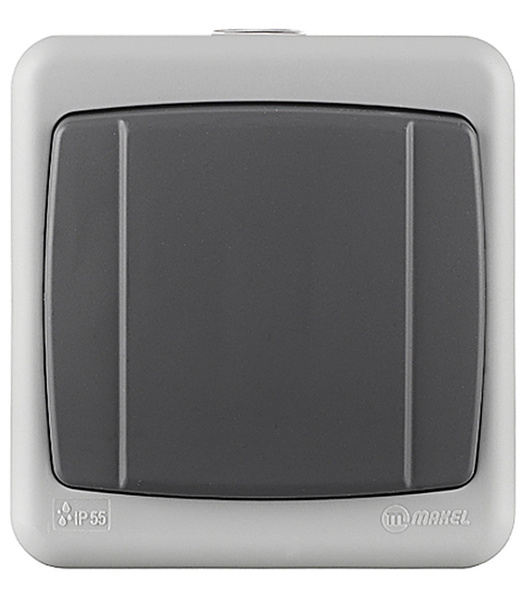 Выключатель Makel 36064001 одноклавишный открытая установка серый IP55 - купить по низкой цене в ...
