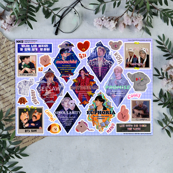 Набор наклеек Pack BTS, виниловые стикеры, А4 - купить с доставкой по ...
