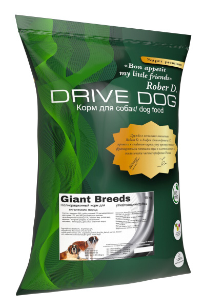 DRIVE DOG Giant Breeds Beef/Duck 15 кг сухой корм для гигантских пород ...