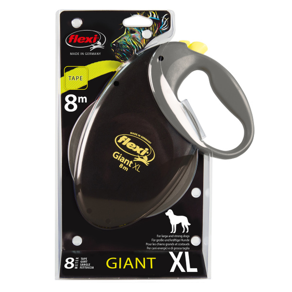 Поводок-рулетка Flexi Giant tape XL 8m Black Neon для собак весом до ...