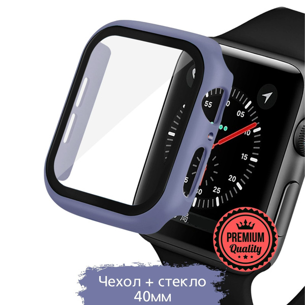 Чехол на часы Apple Watch 40мм 4/5/6/SE, бампер кейс с защитным стеклом ...