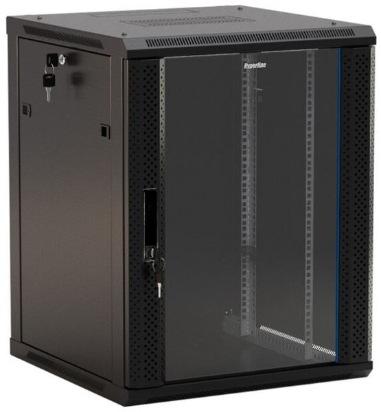 Шкаф коммутационный Hyperline (TWB-0645-GP-RAL9004) настенный 6U ...