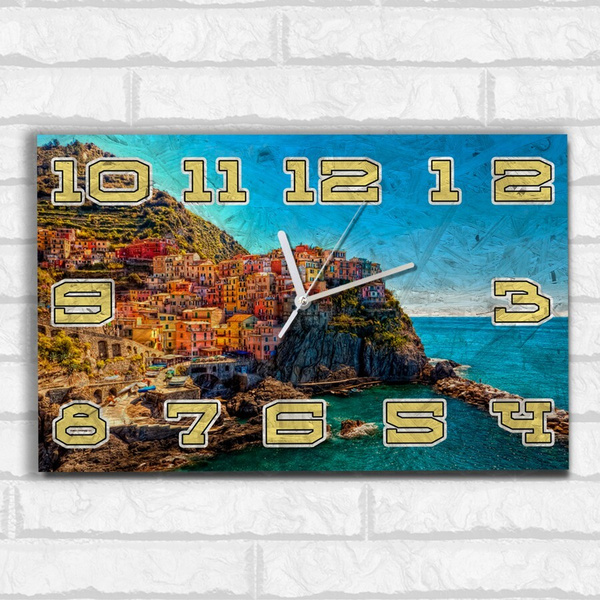 Настенные бесшумные часы ОСП путешествия Italia Италия Венеция пицца море 5288 купить