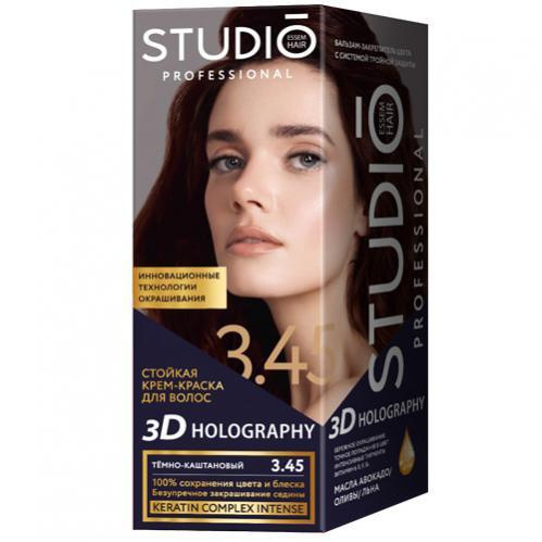 Studio Professional Стойкая крем-краска для волос, тон 3.45 Темно ...