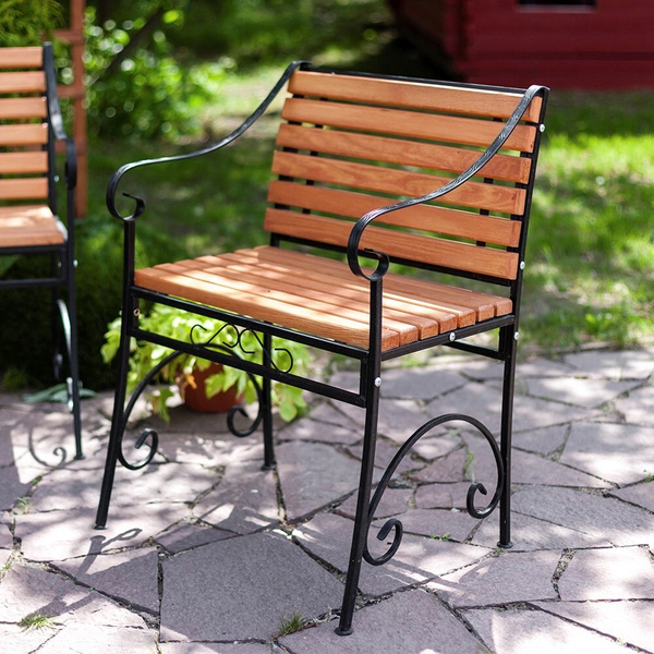Садовая скамейка из металла и дерева для дачи 60 см 880-52R HiTSAD - купить с доставкой по ...