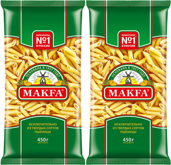Макаронные изделия Makfa Перья, комплект: 2 упаковки по 450 г - купить с доставкой по выгодным ...