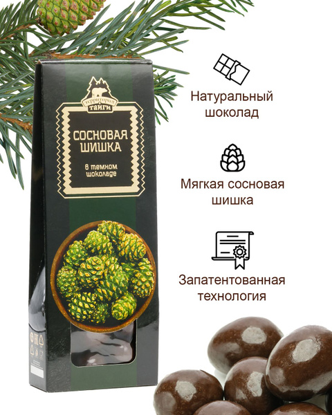 Шоколадные конфеты шишка сосновая в шоколаде темном в коробке 100 г ...