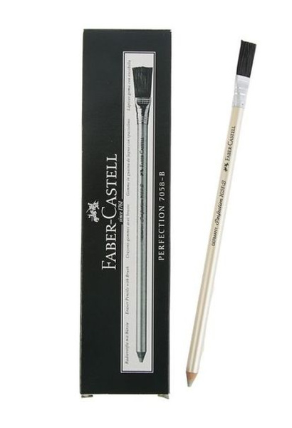 Ластик-карандаш Faber-Castell, (12шт), "Perfection 7058", с щеточкой ...