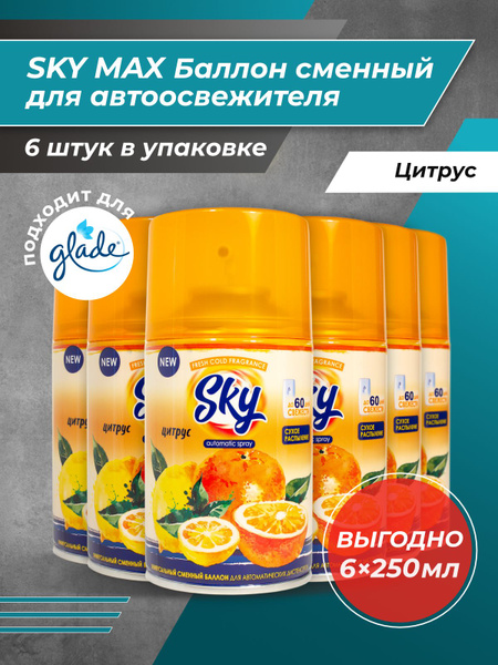 SKY MAX Освежитель для диспенсера Цитрус 250мл/6шт - купить с доставкой по выгодным ценам в ...