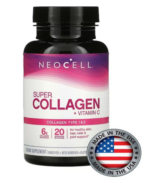 NeoCell, Super Collagen + C, добавка с коллагеном и витамином C, 120 ...