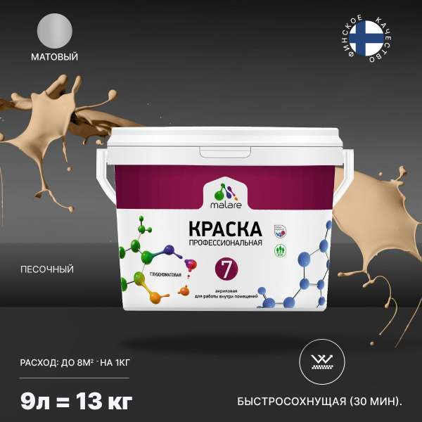 Краска Malare Professional_Euro№7_акриловая_для стен_обоев_потолка ...