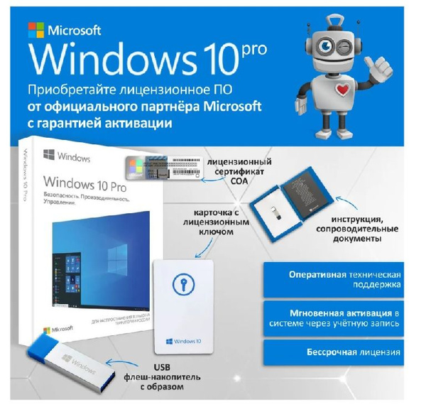 Microsoft Windows 10 Pro Retail Box 32/64 bit RU (Бессрочная ...