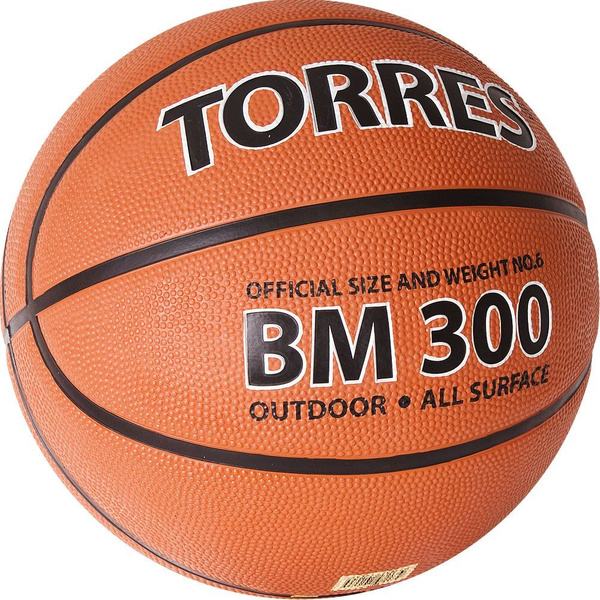 Мяч баскетбольный TORRES BM300, 6 размер, коричневый купить по выгодной ...