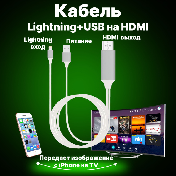 Кабель Lemon Tree Lightning+USB-А to HDMI - купить по низкой цене в ...