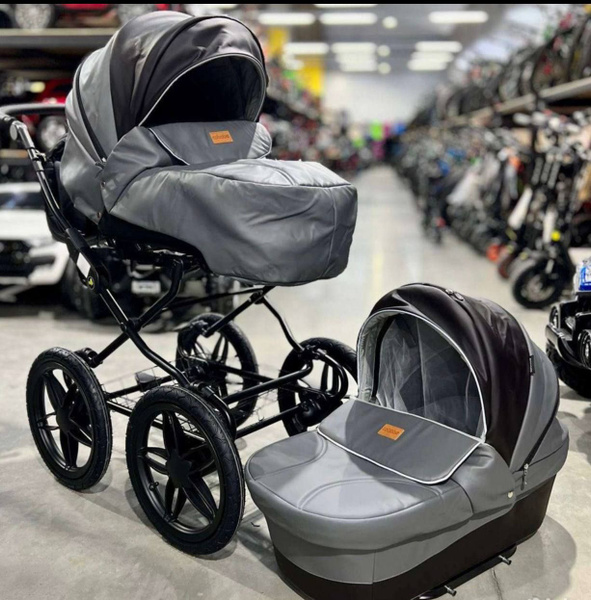 Коляска модульная 2 в 1 Cobabe 6300М экокожа, Серая - купить с ...