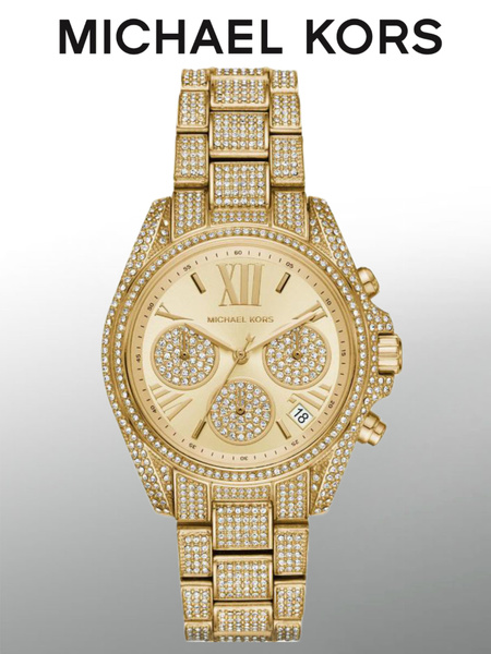 Часы Michael Kors со стразами Bradshaw золотистые с кристаллами ...