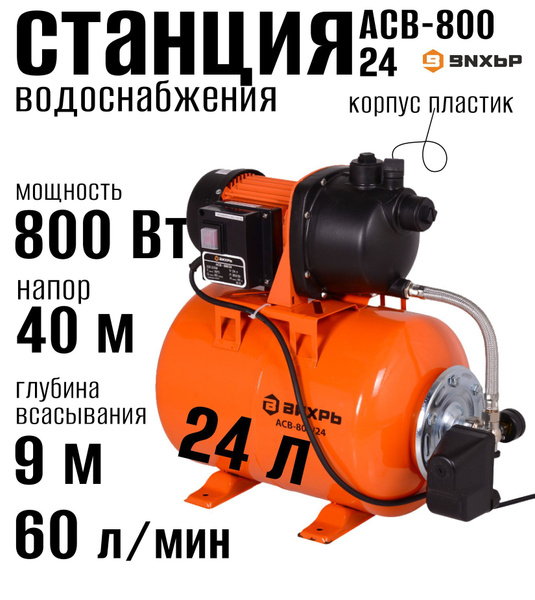 Насосная станция Вихрь АСВ-1200_Гидроаккумулятор 24 л корпус нерж ...