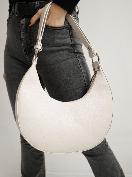 Сумка женская на плечо полукруглая багет бежевая, Solo 554-870 - купить ...