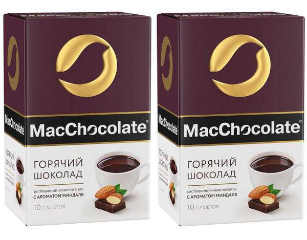 MacChocolate Растворимый напиток, Горячий шоколад, Миндаль, 20 г х 10 пак, 2 упаковки - купить с ...